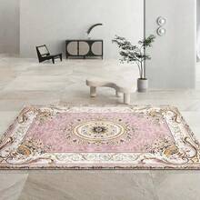 1pc Large Size Faux Wool Elegant Pink & Gold Luxurious Design Area Rug ...