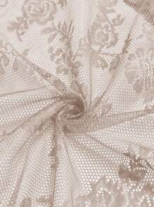 1pc Solid Color Polyester Floral Lace Sheer Curtain, Semi-Transparent ...