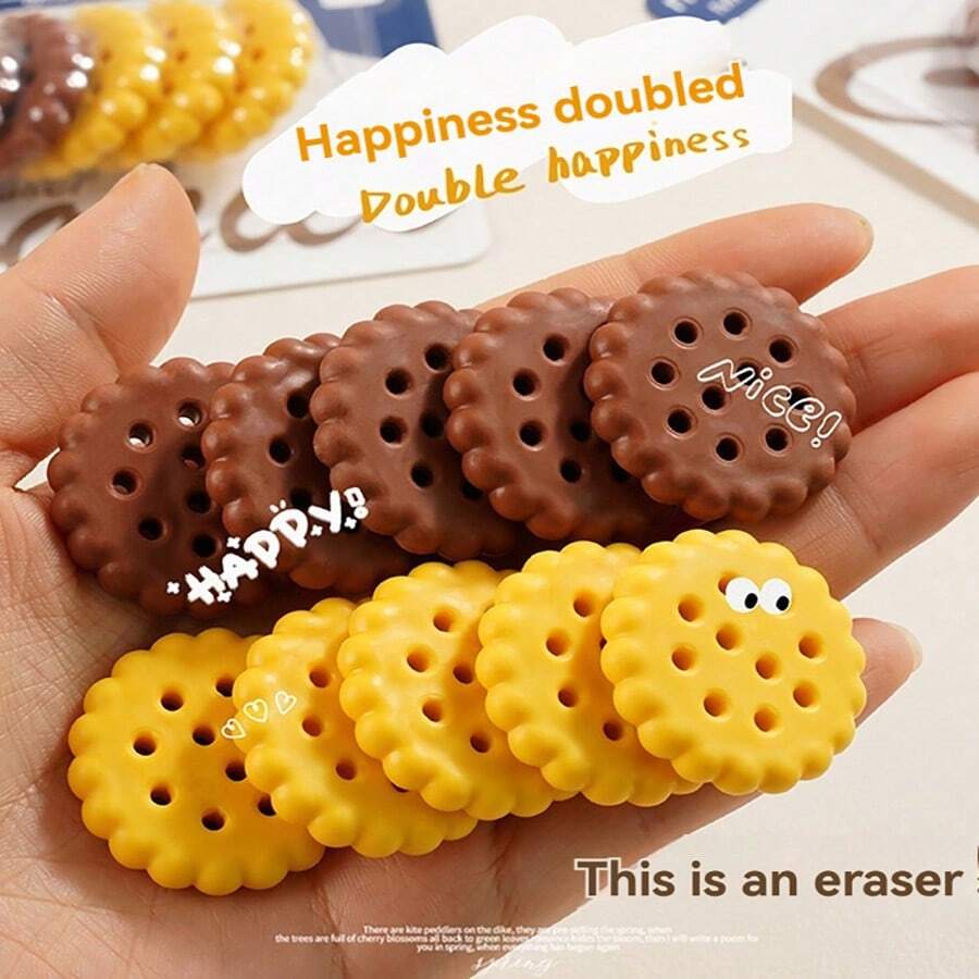1pc/Cartoon Biscuit Eraser Children's Funny, Fun, Clean, Fun Student Stationery Festival Prize ...