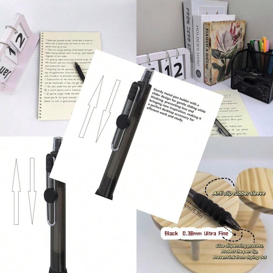 ZS038P6 6 Count 0.38mm Retractable Gel Ink Rollerball Pens For Smooth ...