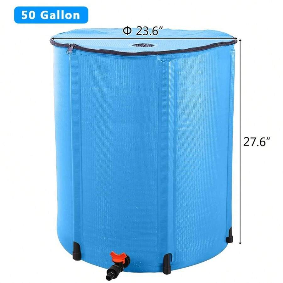 50 Gallon Portable Collapsible Rain Barrel Water Storage Tank Water ...