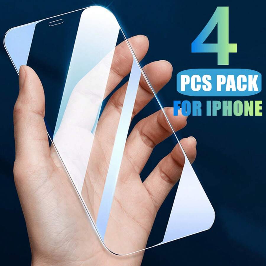 4PCS IPhone Screen Protector - 9H Tempered Glass Full Coverage HD Film ...