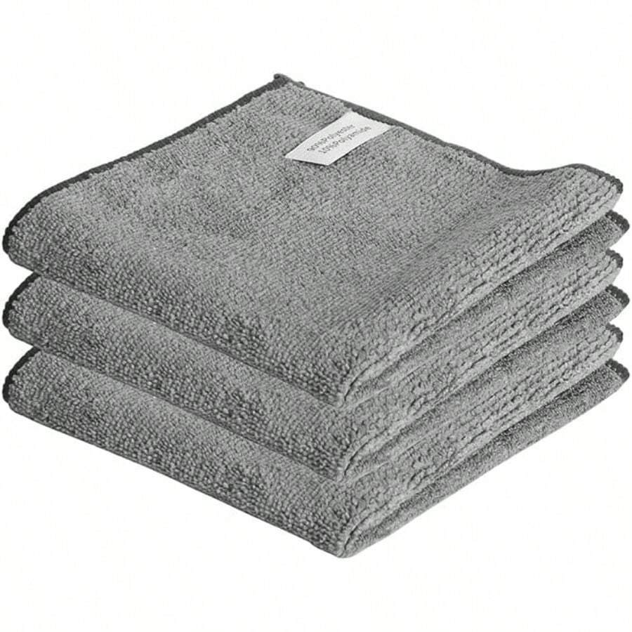 Microfiber Cleaning Cloth 3 Pcs Grey 11.4 Inch X 11.4 Inch Cleaning ...