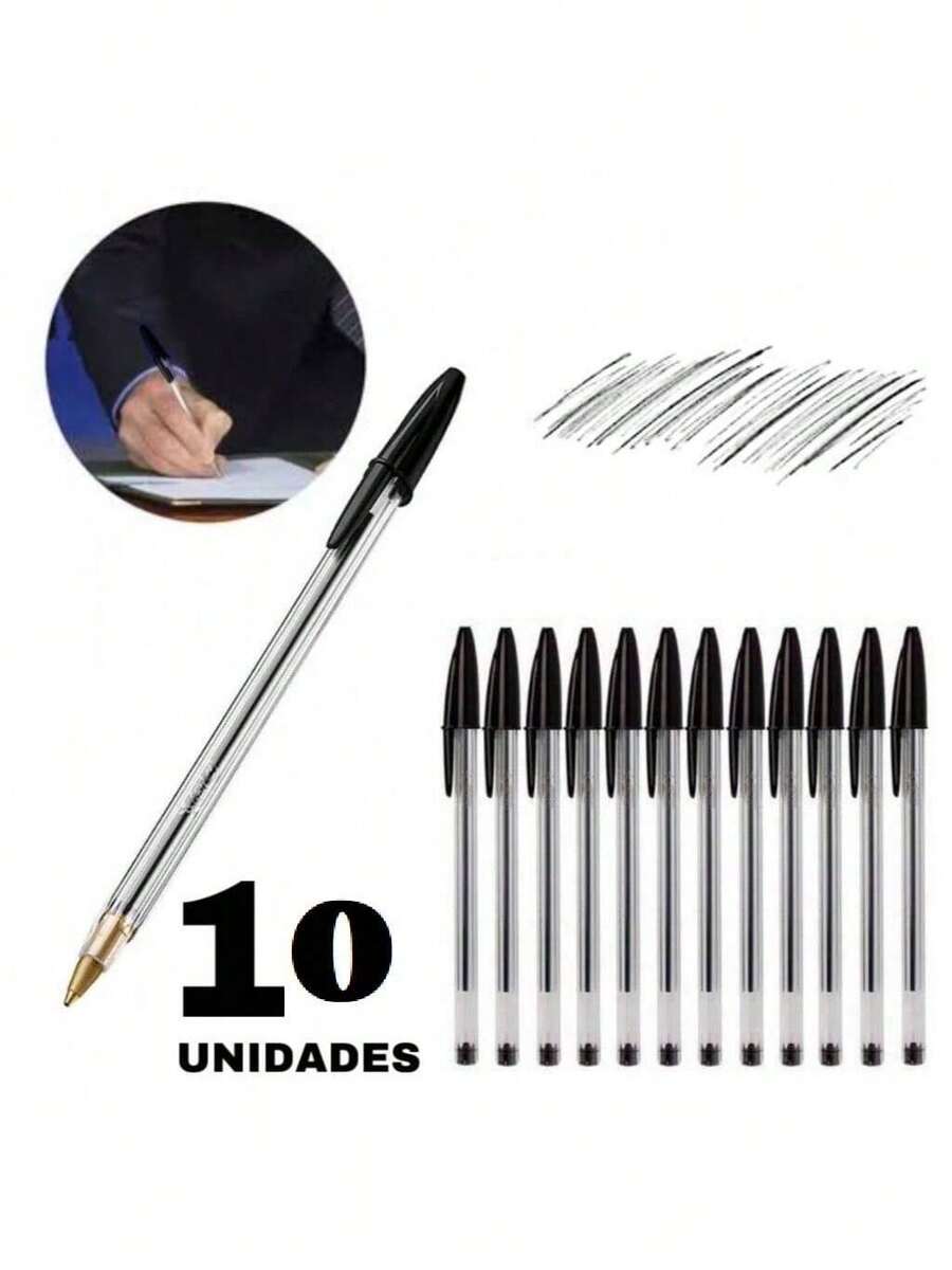Kit Of 10 Transparent Ballpoint Pens Master Pen | SHEIN USA