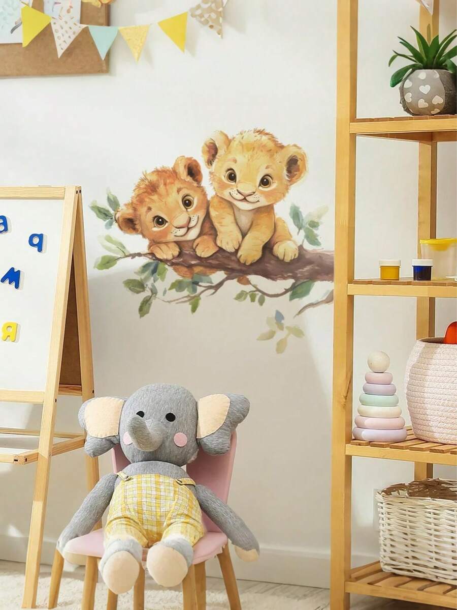 Tree Branch Lion Wall Sticker - Forest Animal Wall Sticker, Home Baby ...