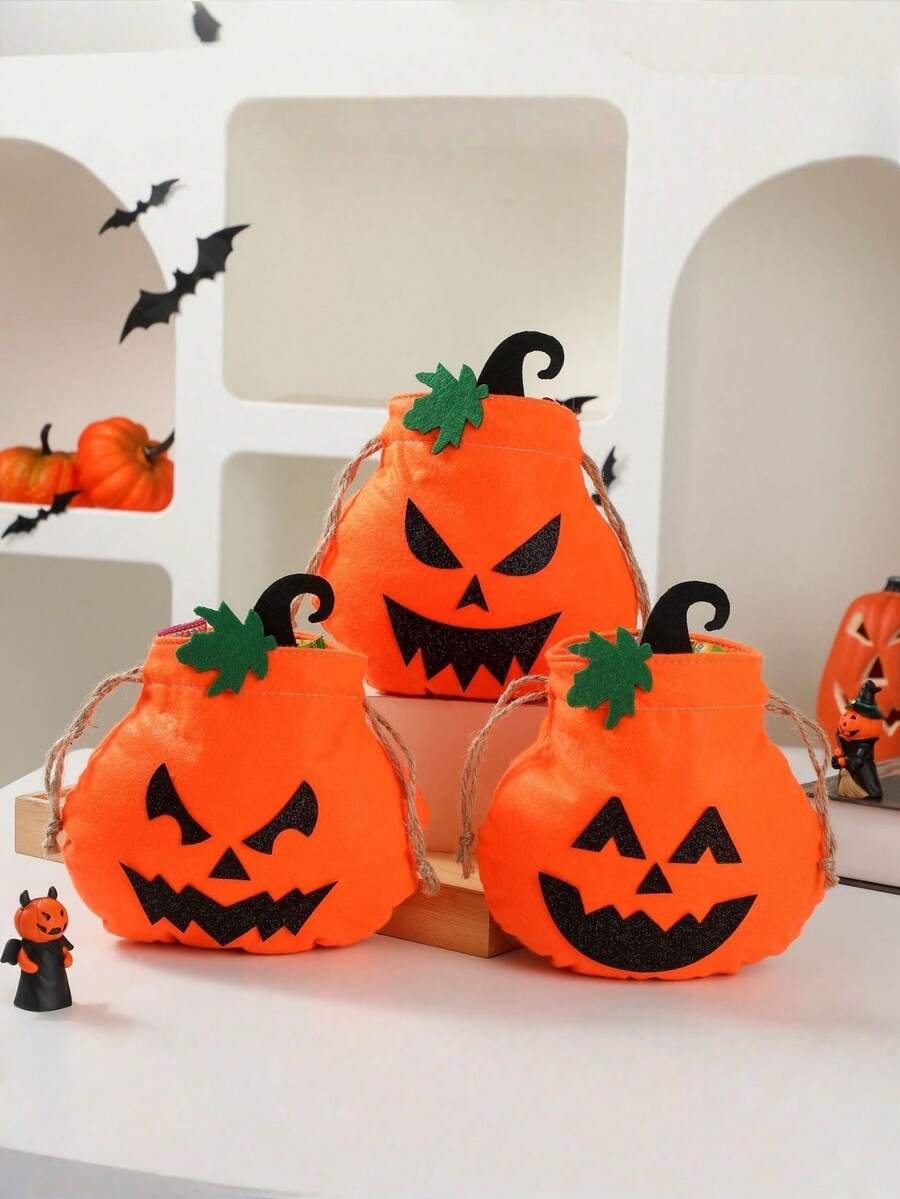 1/2Pcs Halloween Pumpkin Candy Bag, Trick Or Treat Bag, Handbag, Makeup ...