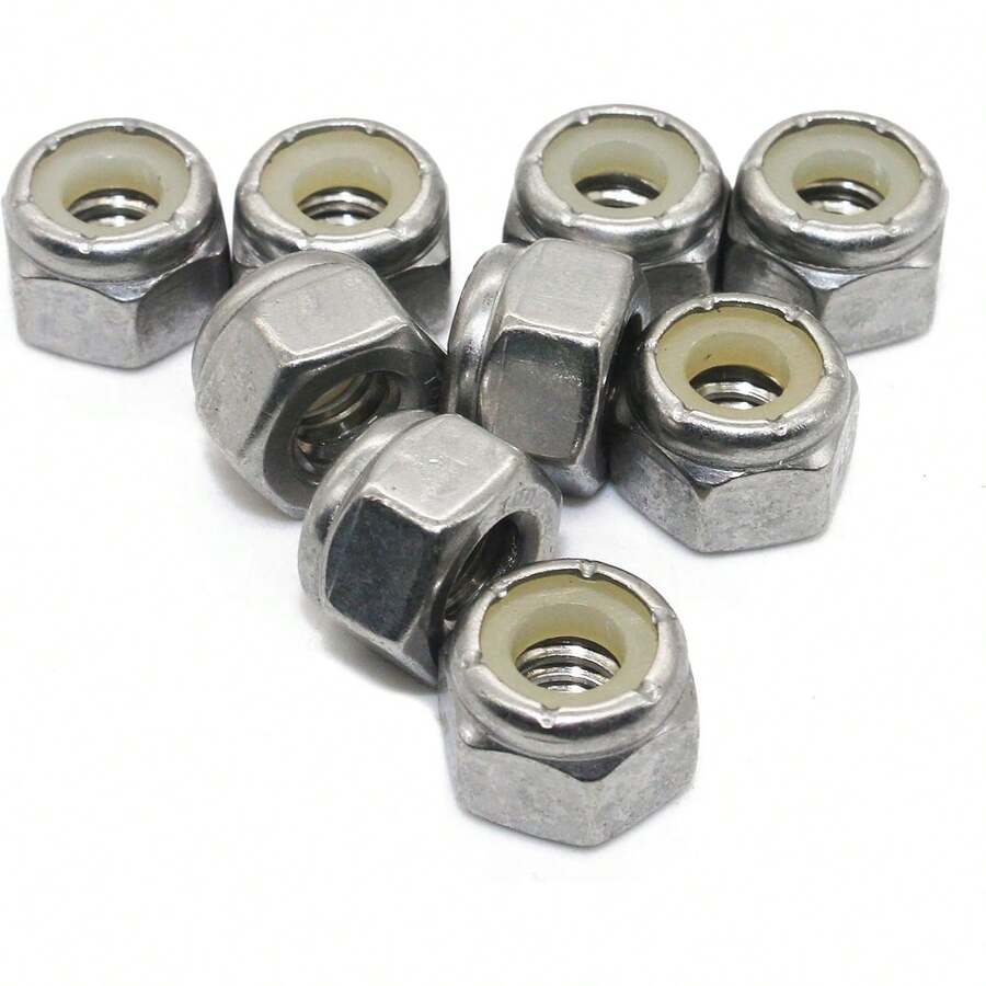 Quantity 50Pcs 1/4-20 Nylon Insert Hex Lock Nuts, 18-8 Stainless Steel ...