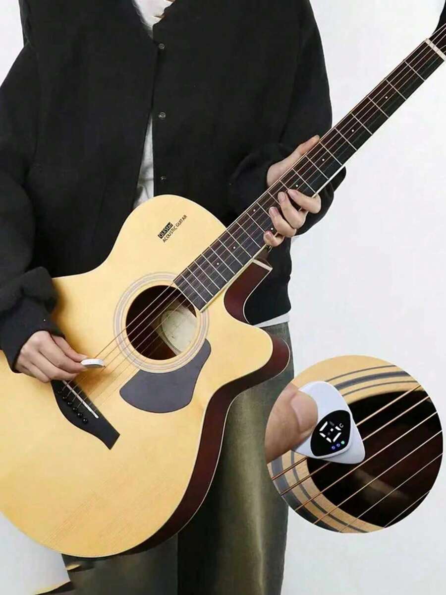 Portable Guitar Pick & Tuner Combo, 2-In-Multi-Purpose Pitch Calibrator ...