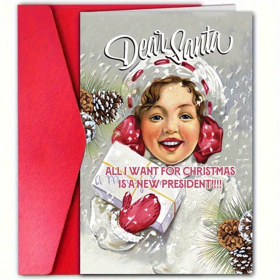 1PC Humorous Political Christmas Greeting Card, Paper Material, Multi ...