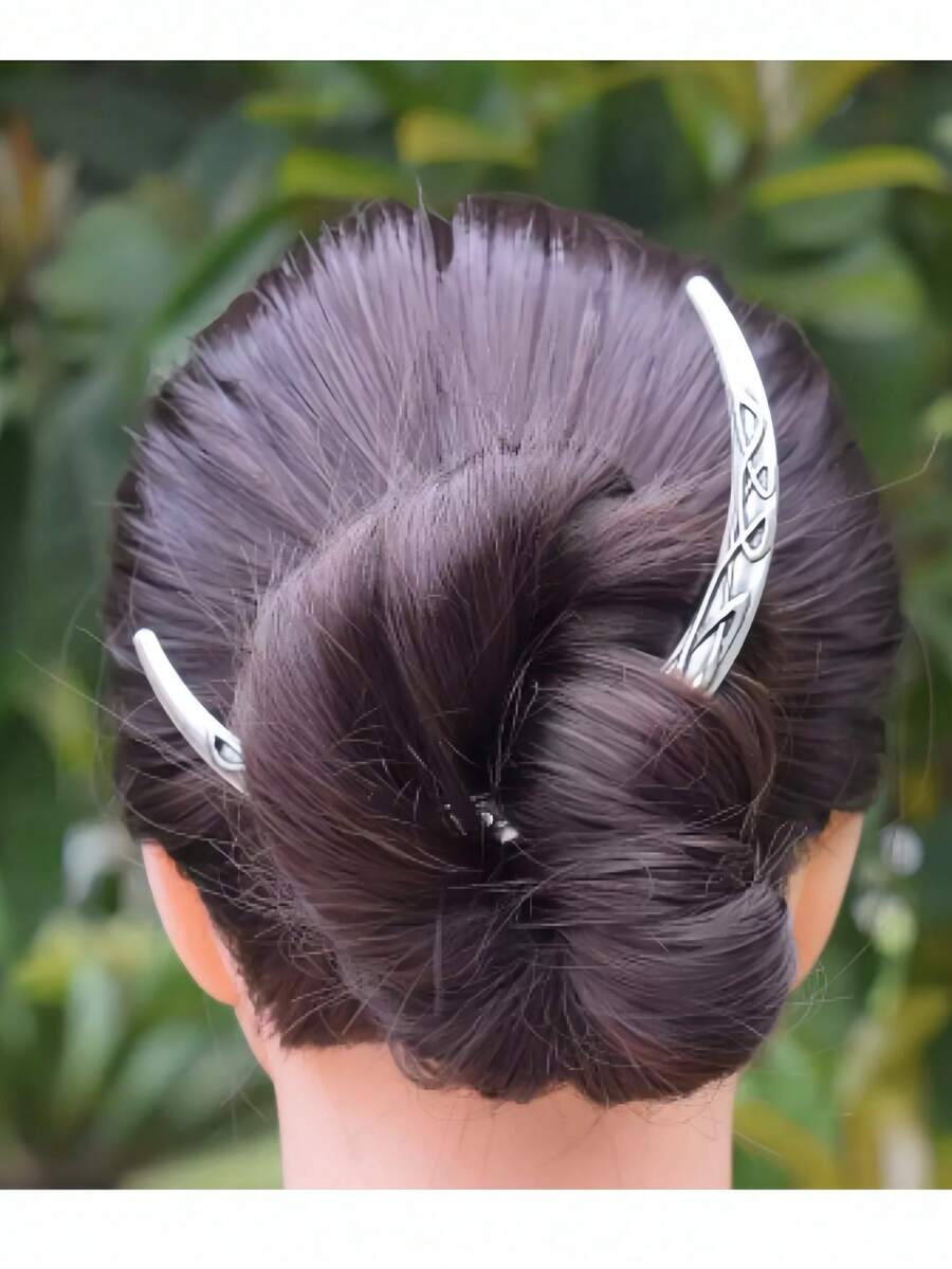 1pc Nordic Celtic Crescent Moon Hair Clip Metal Hair Accessory, Theme ...