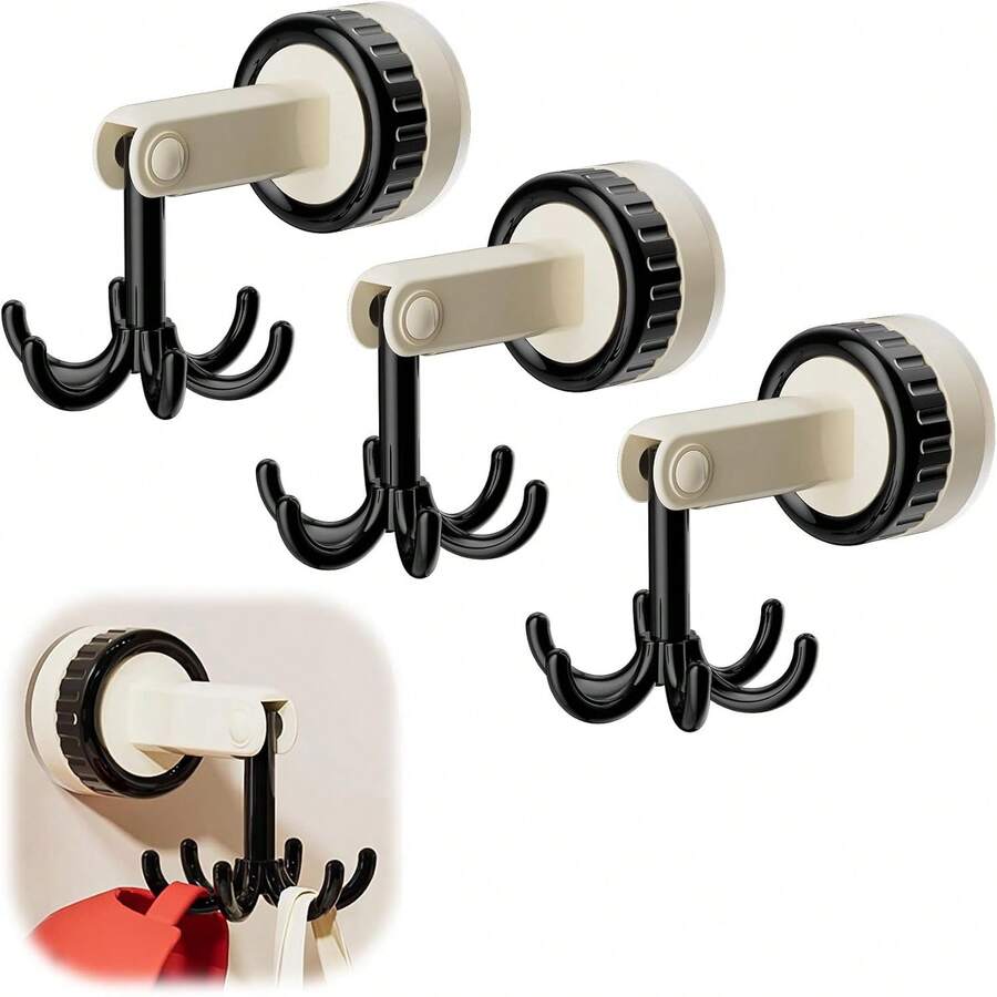360 Degrees Rotating Folding Hook, 3 Pcs Suction Cup Multi-Claw Hook ...