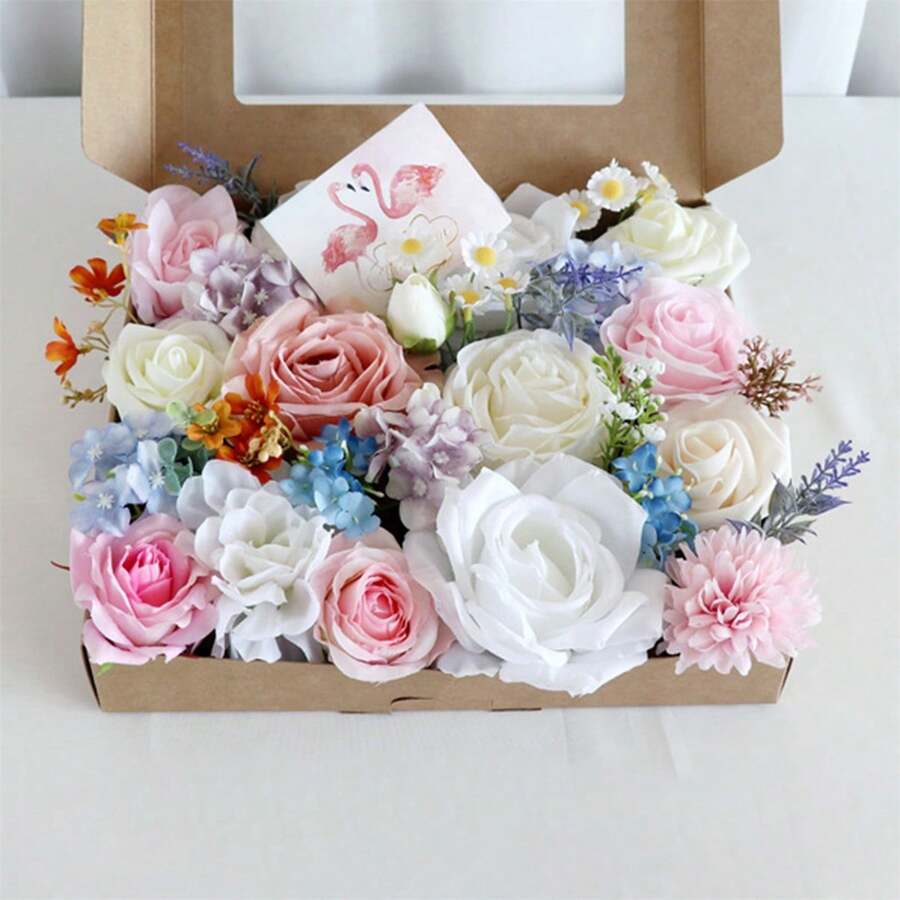Artificial Flowers Combo Box Set Colorful Fake Roses For Bridal Wedding ...