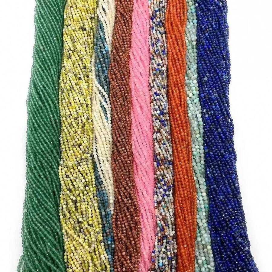 1pc Natural Stone Beaded Cut Small Round Beads, Semi-Finished Product ...