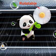 1pc Cute Panda & Rotating Daisy Air Vent Diffuser, Acrylic Car Air ...