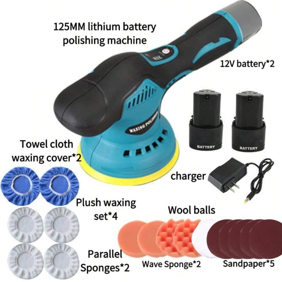 20pcs Cordless Buffer Polisher 12V Battery Powered Dual Action Buffer ...