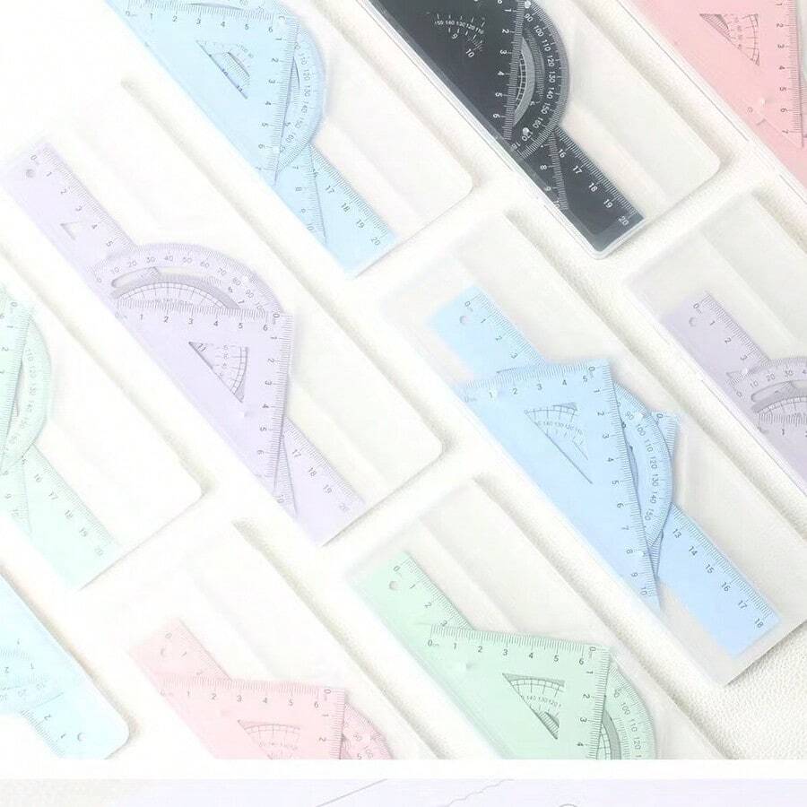 1 Set 15cm Wavy Ruler, Protractor, Triangle Ruler, Measurement Tools ...