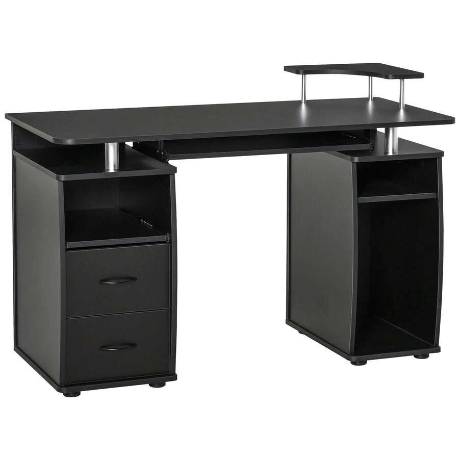 HOMCOM Computer Desk Office PC Table Workstation With Keyboard Tray ...
