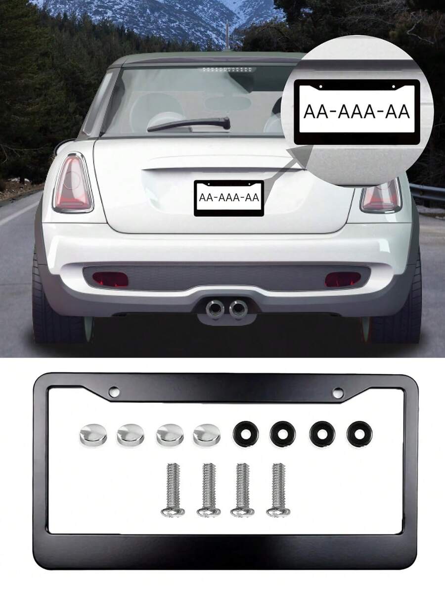 2PCS/1pc License Plate Frame - Universal Rust-Proof Stainless Steel ...