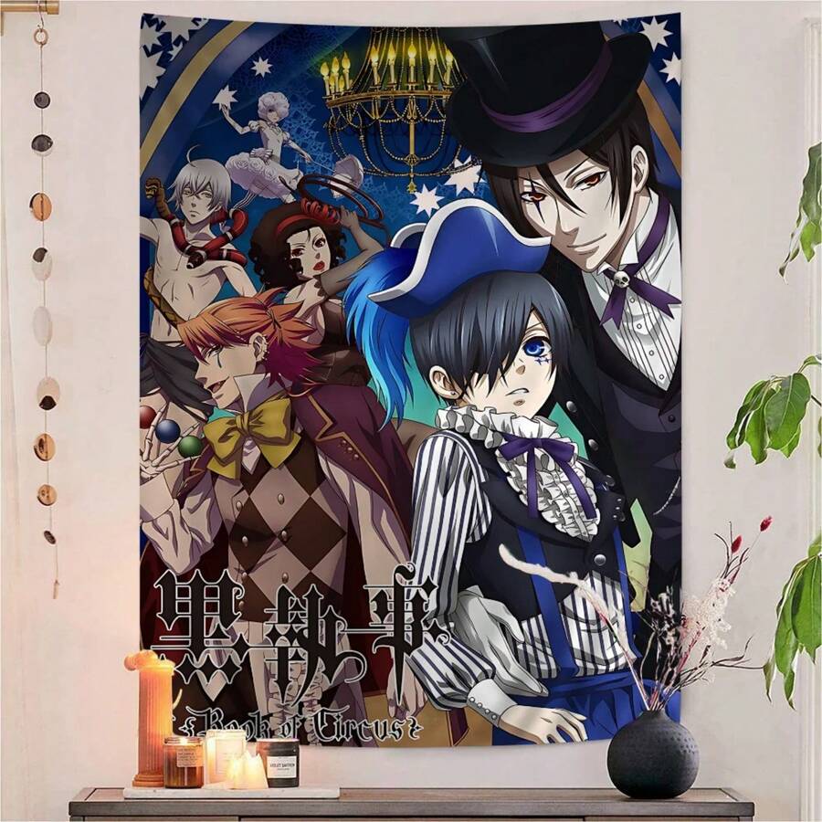 B-Black B-Butler Anime DIY Wall Tapestry For Living Room Home Dorm ...