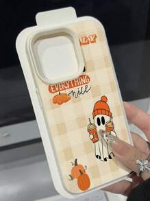 1pc Fashion Autumn Halloween Pumpkin & Ghost Pattern Litchi Texture ...