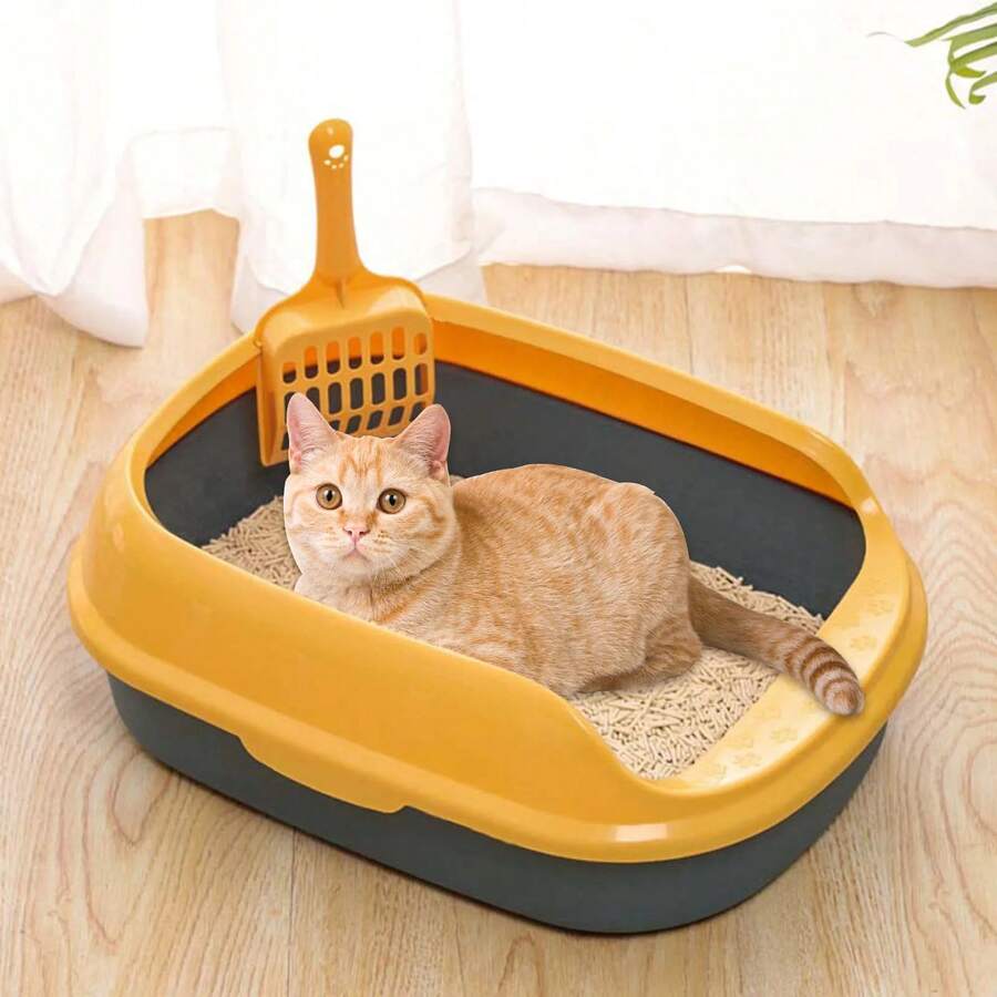 Durable Cat Litter Box PP Pet Non-Stick Pet Litter Tray Pan Anti-Splash ...