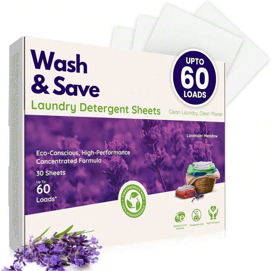 Laundry Detergent Sheets (60 Loads, 30 Sheets) | Plant Based,-Friendly ...