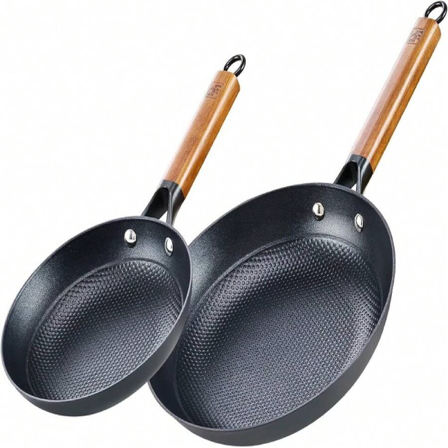 Cast Iron Skillet, 2 Piece Nonstick Frying Pan Set, 8 And 10 Inch With ...
