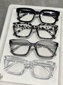 4pcs/Set Colorful Plastic Geometric Full Frame Decorative Eyeglasses ...