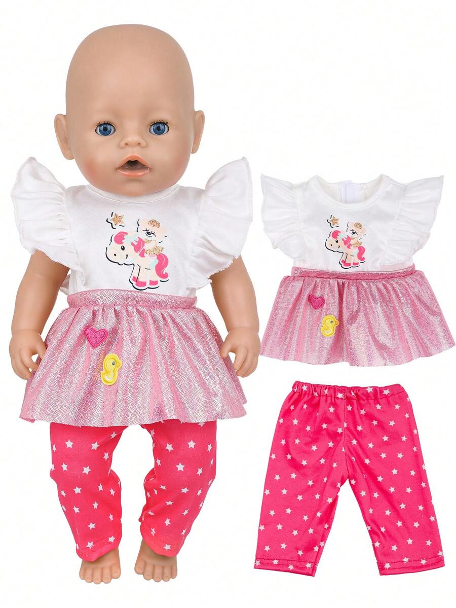 2pcs 18-Inch Children's Doll Realistic Doll Clothes Set - Sweet Pink ...