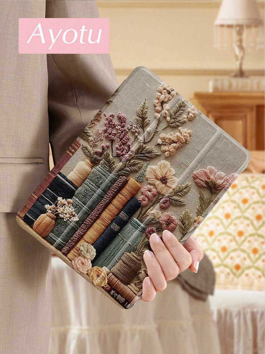 Ayotu Embroider Books And Flowers Case Compatible With IPad 10.2 Inch ...