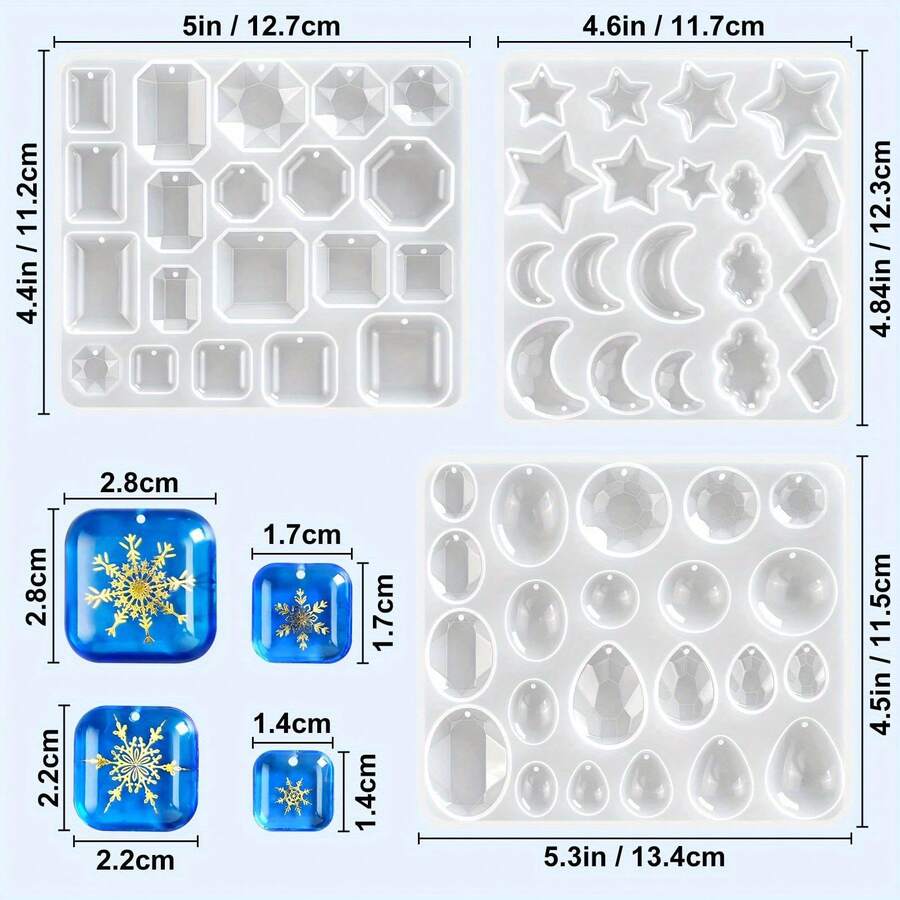 1 peça de molde de brinco de resina com furos, vários formatos e ...