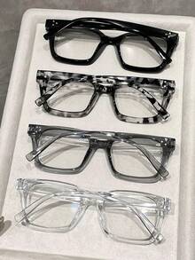 4pcs/Set Colorful Plastic Geometric Full Frame Decorative Eyeglasses ...