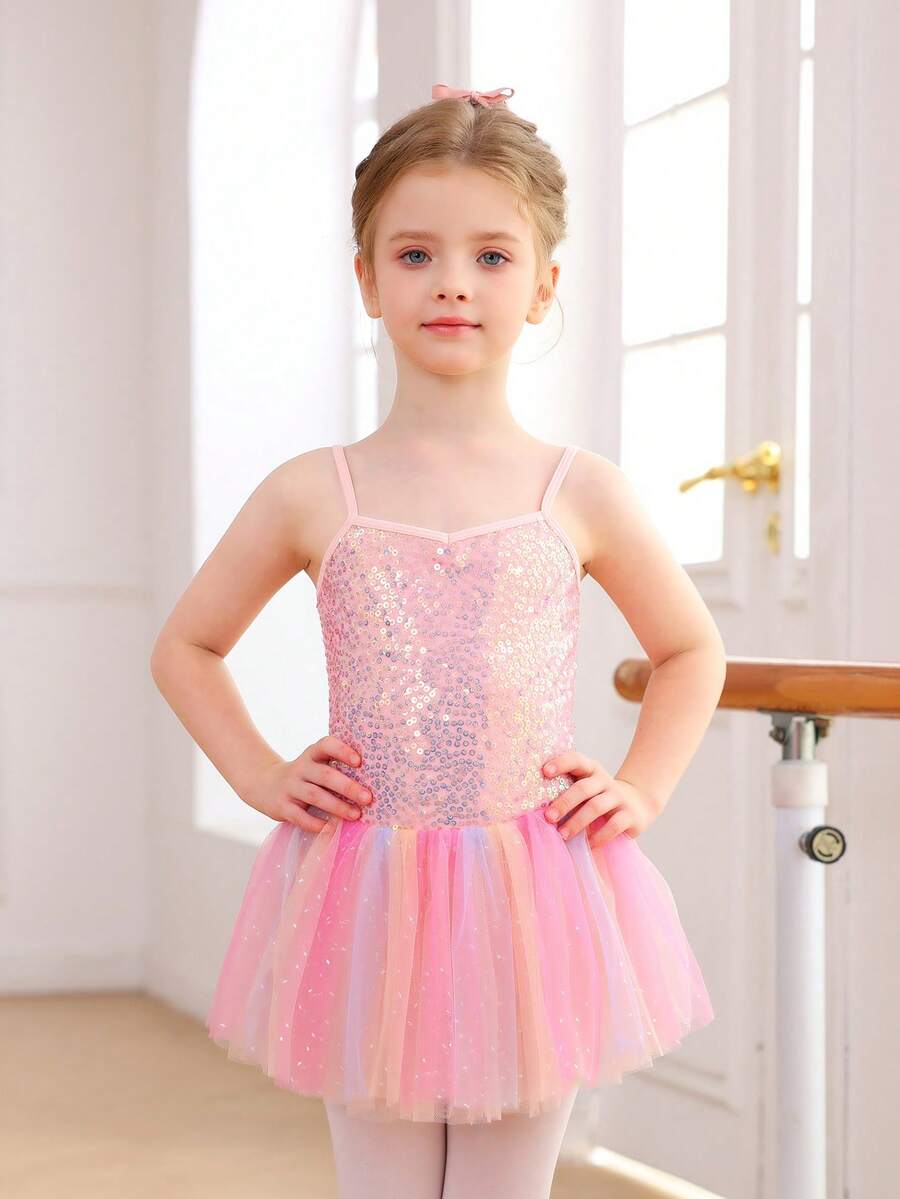 Mdnmd Ballet Leotards For Girls Shiny Sequin Bodice Tutu Dresses ...