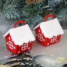 10pcs Red House-Shaped Candy Boxes With Open Front Door - Christmas ...