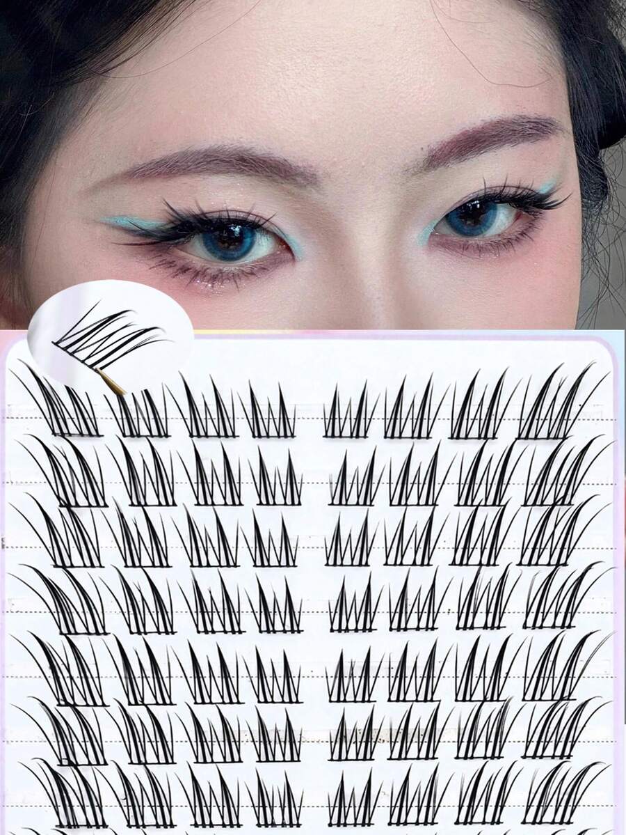80pcs Chinese Style Fox Face Segmented Natural Thick False Eyelashes, C ...