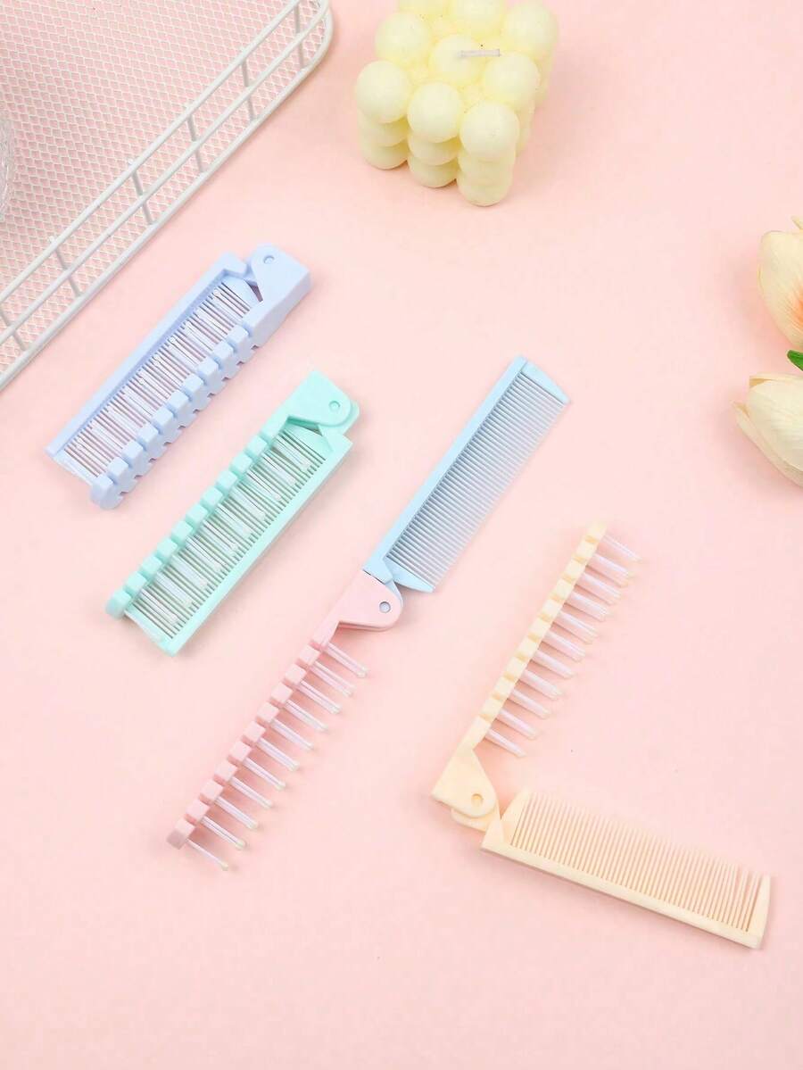2pcs Portable Folding Comb Fine Teeth Double Head Pocket Folding Hair ...