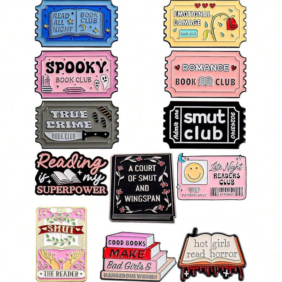 Book Enamel Pins Set – Literary-Themed Lapel Pins For Romance, Smut ...