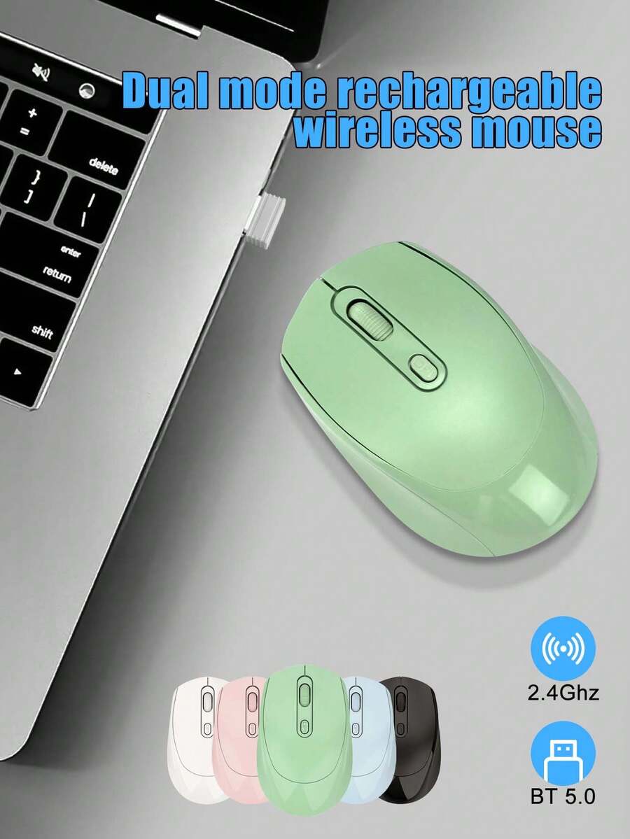 Dual Mode Bluetooth Rechargeable Mouse, Lightweight Portable Bluetooth ...