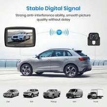 AUTO-VOX CS-2 Wireless Backup Camera With 43" Car Monitor, Easy Install ...