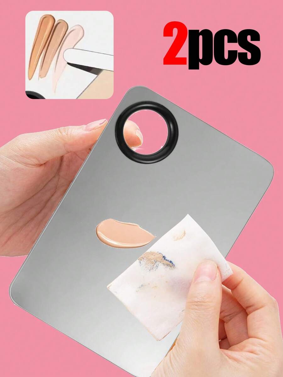 2/1 Stück Edelstahl Make-up Palette & Spatel Set, Foundation ...