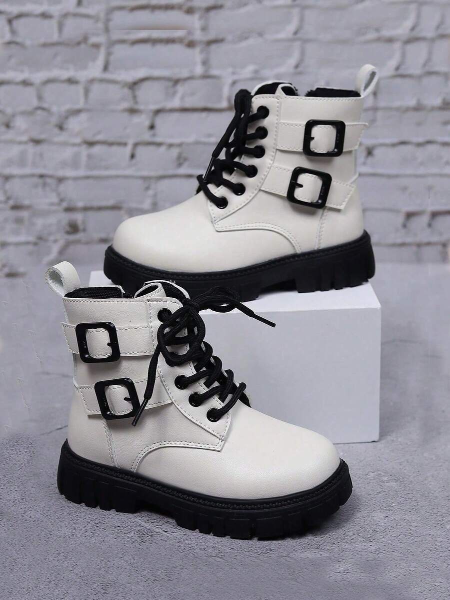 New Round Toe Children's Boots, Casual Retro Flat Bottom Girls' Ankle ...