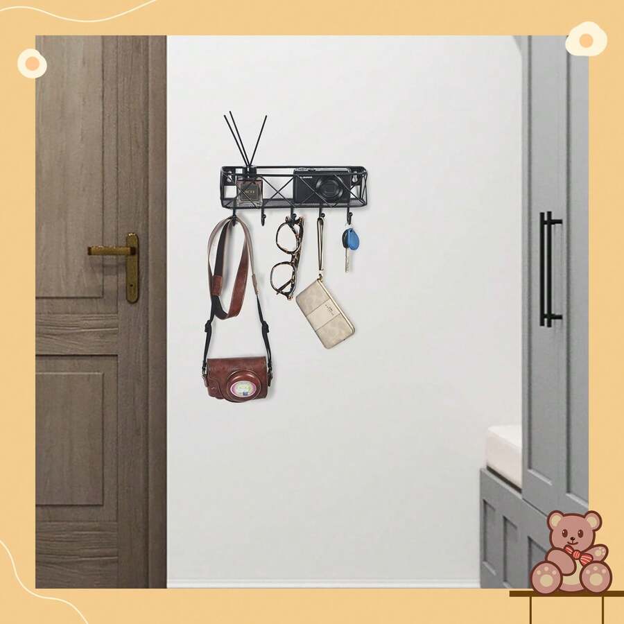 Wall-Mounted Entryway Key Rack – Features Metal Wire Mesh Mail Holder ...
