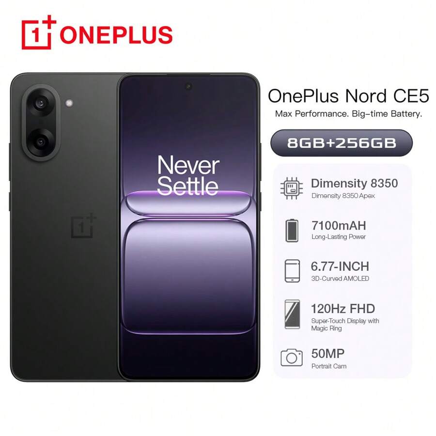 OnePlus Nord CE5 5G Smartphone 8 GB + 256 GB, 6,77-tums skärm, 50 MP ...