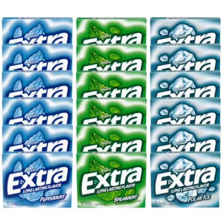 TLL Extrra Sugar Free Chewing Gum Mint Variety Pack 15 Sticks Pack Of ...