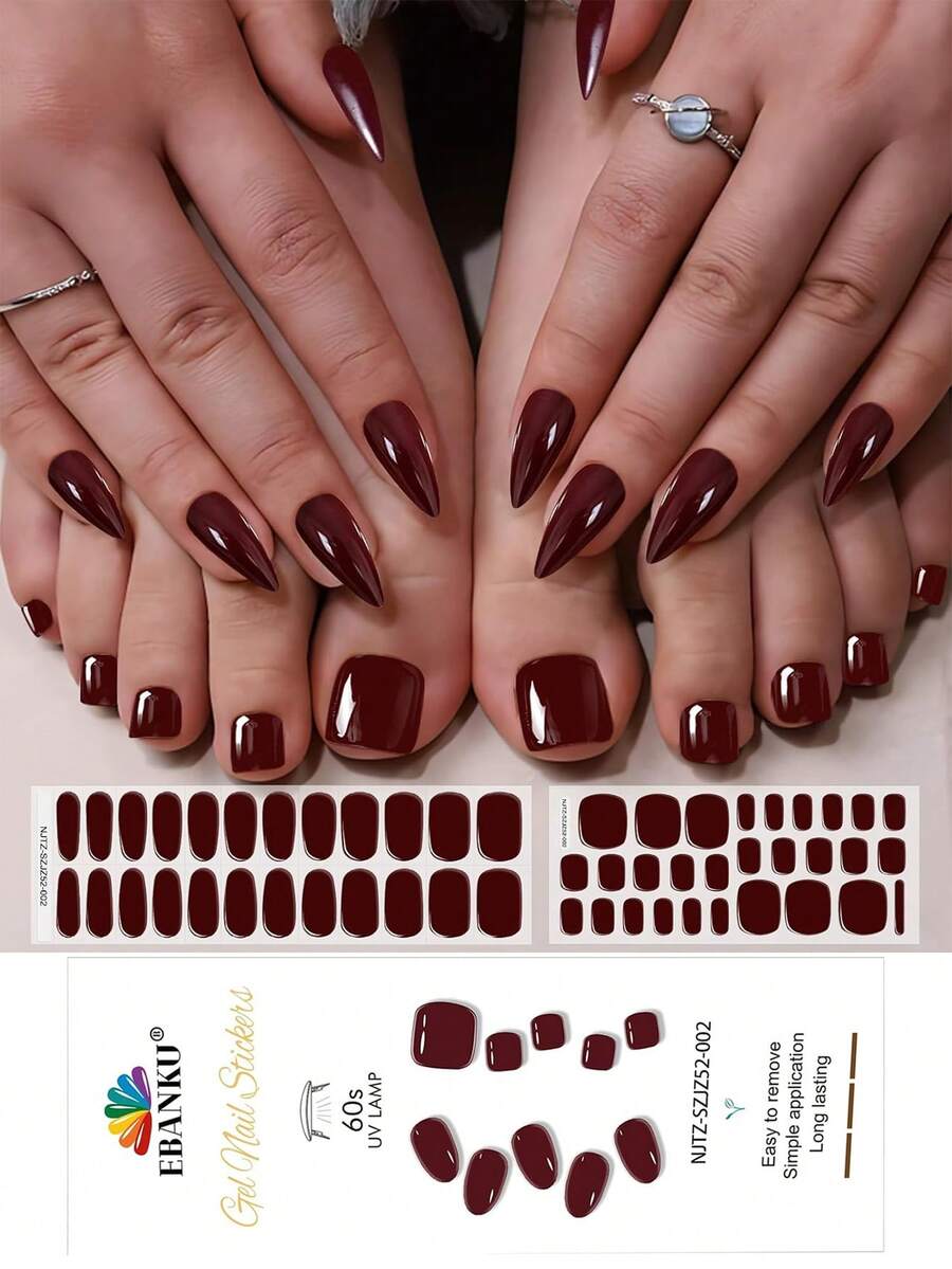 52 tiras de gel para uñas semi-curadas, tiras de gel para uñas de los ...