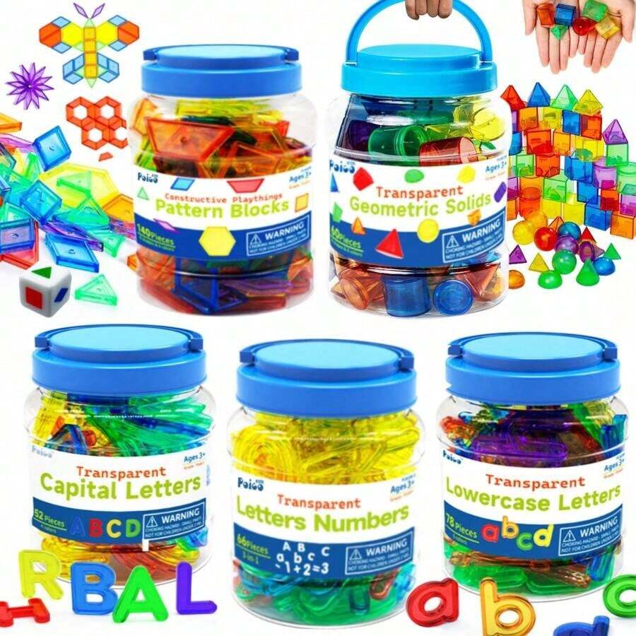 Practice Set Transparent Letters And Numbers, Pattern Blocks, Include ...