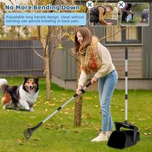 Dog Pooper Scooper, Long Handle Adjustable Metal Swivel Bin & Rake ...
