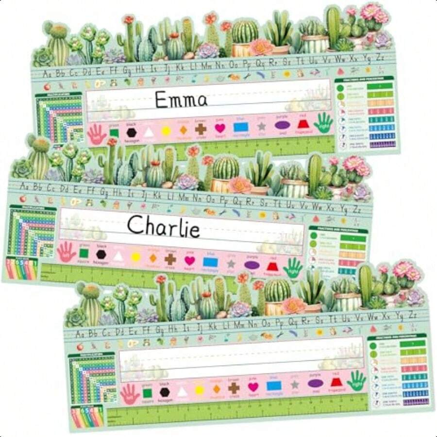 Cactus Name Plates Traditional Manuscript Nameplates DieCut For Student ...