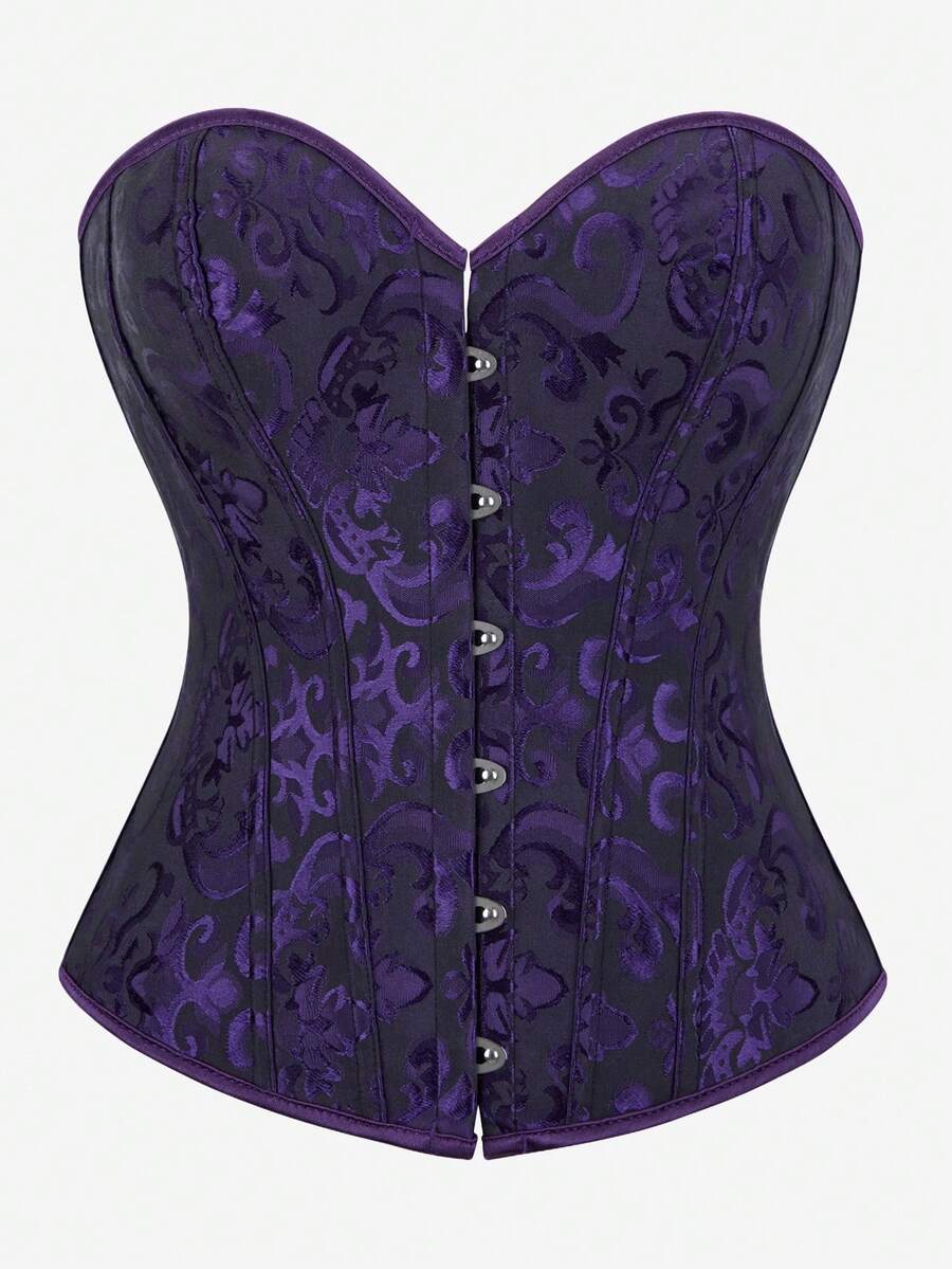 Corset Top Jacquard Strapless Classic Vintage Bustier Crop Top Bodice Corset Overbust Sleeveless ...