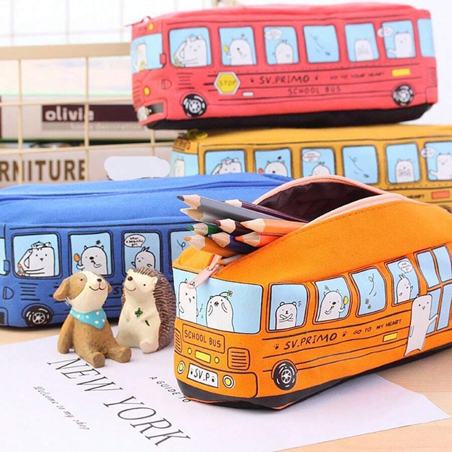Creative Student Stationery Small Animal Bus Pencil Case, Cartoon ...